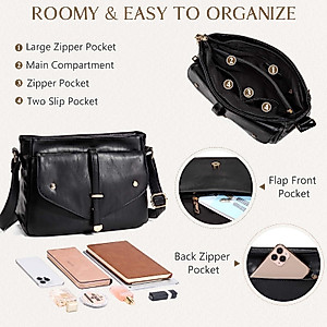 VASCHY Crossbody Bags for Women, Soft PU Leather Water Resistant Crossbody Purse Handbags Shoulder Bags Black