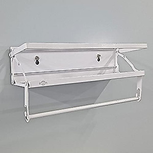 evron Shower Shelves Towel Bar Rack,Hanging Shower Caddy with Hooks for Hanging Sponge,Adhesive&Mounting Bath Toy Organizer Metal,College Dorm Room Essentials for Girls