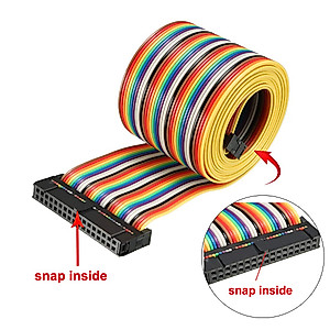 uxcell IDC Rainbow Wire Flat Ribbon Cable 34 Pins 148cm Length 2.54mm Pitch Type-B
