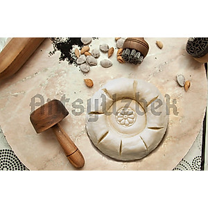 Uzbekistan handmade bread stamp set of two for Uzbek flat bread 1.57 inch / 2.75 inch diameter + lepeshka bread recipes