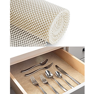 Veken Multi-Function Anti-Slip Pad, 1 x 10 Feet Rug Pad, Shelf Cabinet Liner, 12 in x 10 Ft Drawer Liners Non Adhesive, Non Slip Kitchen Cupboard Liner, Easy Install Storage Mat