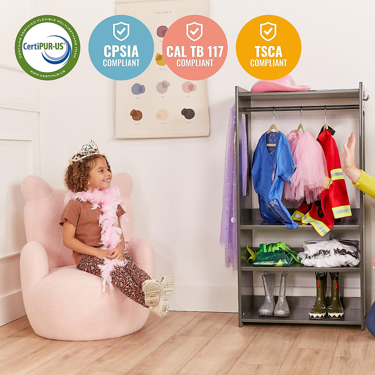 ECR4Kids Teddy Chair, Kids Furniture, Pink