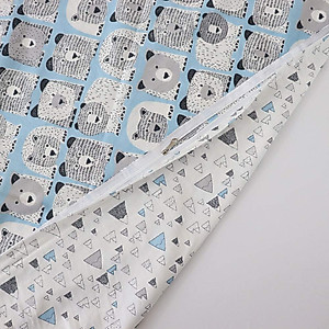 Emenpy 100% Cotton Crib Bedding Set for Infant Boys Girls,3 Pcs Baby Pattern Bed Linen Include Duvet Cover,Fitted Sheet,Pillowcase,Nursery Decoration,No Filler(Sky Blue)