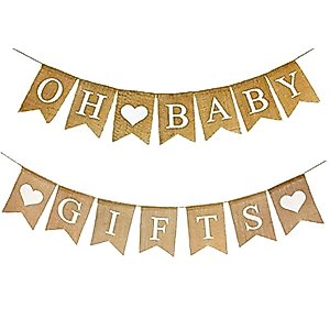Shimmer Anna Shine Oh Baby Burlap Banner and Gifts Burlap Banner for Baby Shower Decorations and Gender Reveal Party