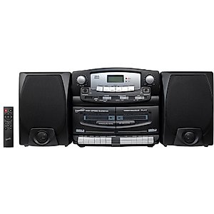 Supersonic Black Edition Vintage Bluetooth Stereo System Home Music Audio System,CD/MP3 Player,AM/FM Radio,Dual Cassette Player/Rec USB inputs,Detachable Speakers,AC/DC,(Remote Included)Matte Black