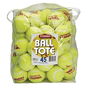 Tourna Pressureless Tennis Balls with Vinyl Tote (45 pack of balls)