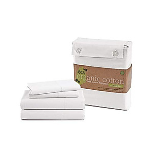 100% Organic Cotton Queen Sheets, 4-Piece bed sheets for Queen Size Bed Percale Weave Ultra Soft Best Bedding Sheets for Bed, Breathable, Fits Mattress Upto 15" Deep - White Queen Sheet Set