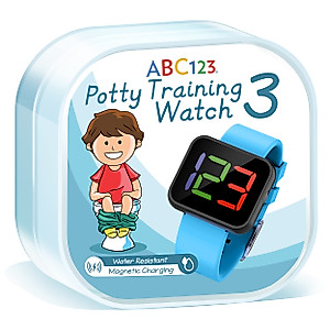 ABC123 Potty Training Watch 3 (2023 Edition) - Baby Reminder Water Resistant Timer for Toilet Training Kids & Toddler with Wireless Charging (Blue)