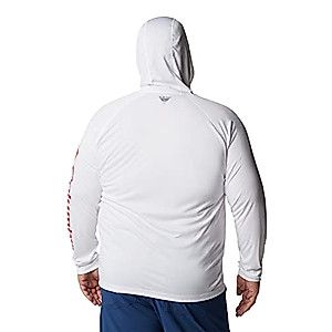 Columbia Men's Terminal Tackle Hoodie, White/Red Spark Logo, Large