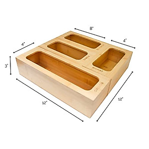 HEMMA Ziplock Bag Organizer, Premium Bamboo, Kitchen Drawer Organizer, Ziplock Bag Storage Organizer, Baggie Organizer, Compatible with Ziploc, Hefty, Solimo, etc. 4 Piece Set