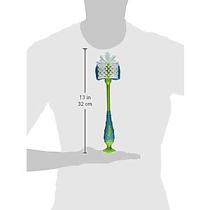 Nuby 2-in-1 Bottle and Nipple Cleaning Brush with Suction Base, Colors May Vary