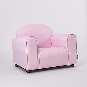 Mini Furniture Upholstered Personalized Kids Chair Checkers (Pink)