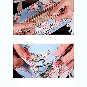 Lunch Bag Tote Bag for Women & Men -Set of 3 - Reusable Lunch Box Water-resistant Cooler Bag Insulated Lunch Container (Blue with Flowers)