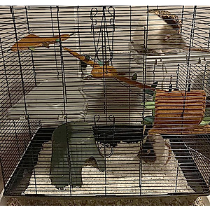 MUYG Hamster Hammock,Small Animal Hanging Hideout Tunnel Sleeping Set Plush Swing Warm Bed House Cage Nest Accessories for Sugar Glider,Squirrel,Brown(5 Pcs)