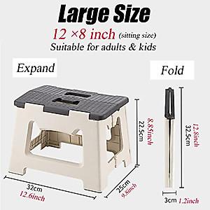 Folding Step Stool, Foldable Foot Stool with 9 Inch Height - Holds Up to 330 lbs - Lightweight Plastic Foldable Step Stool for Kids, Kitchen, Bathroom & Living Room (Green)