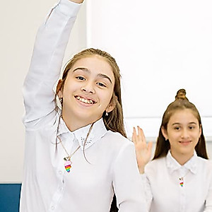 LEBOCADO 2 Pieces Rainbow Necklace, Half Heart BFF Friendship Necklaces Best Friends Forever Necklaces Pendant Gifts for Girls Women Couples