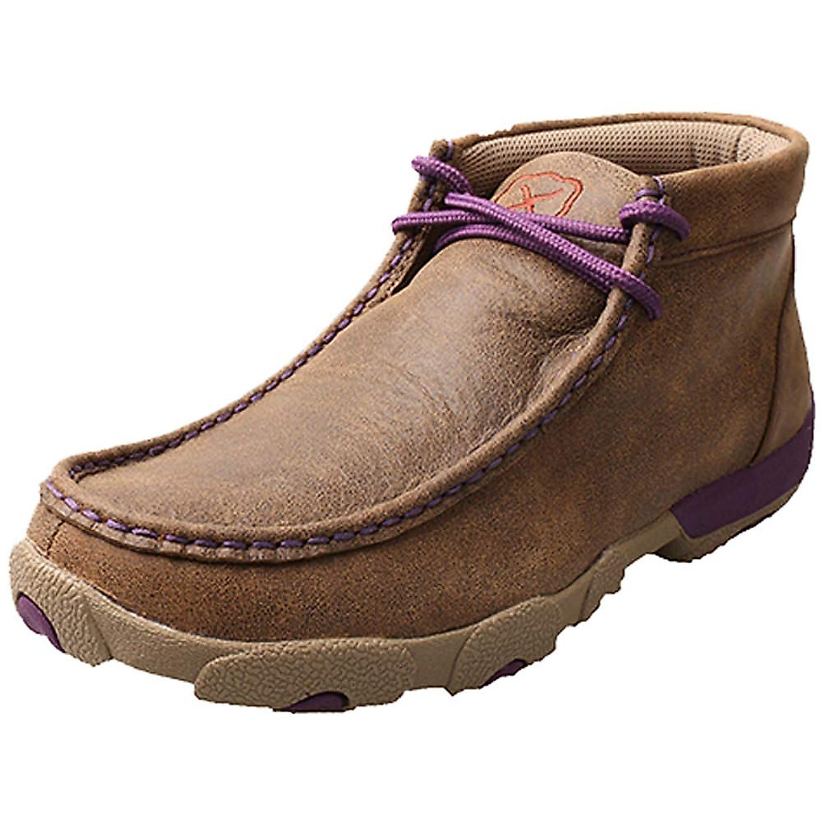 Twisted X Women 's Leather Lace-up Rubber Sole Driving Moccasins - Bomber /Purple, 6.5 B(M) US
