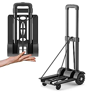 Folding Hand Truck,110 lbs Dolly Cart with Wheels for Moving, Solid Construction Utility Cart Compact and Lightweight for Moving/Shopping/Travel/Office Use
