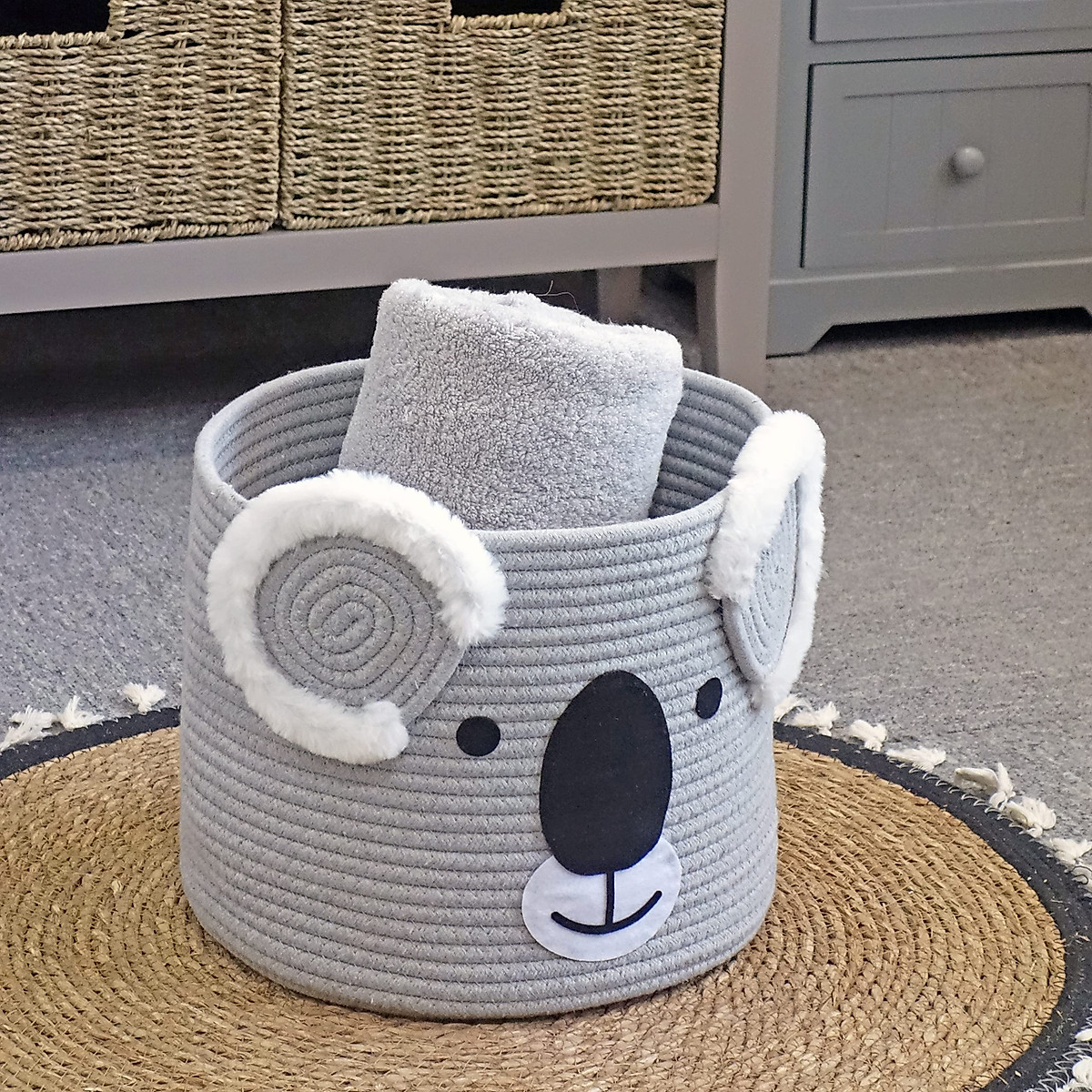 T&T Homewares Koala Storage Basket Medium Size, Ideal for Baby Diapers, Laundry, Nursery & Kids Room - Versatile Organizer for Woodland Decor, Pet Toys