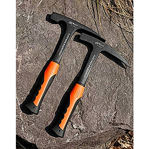 Forged Brick Hammer, Geologist Rock Pick, Bricklayer's/Mason's Hammer - 30 oz Masonary Tool with Forged Steel Construction & Shock Reduction Grip