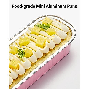 Kootek Mini Loaf Pans with Lids, 50 Pack Disposable Rectangle Mini Aluminum Foil Cake Pans Tins for Baking Mini Loaf Brownie Bread Cake Ramekins