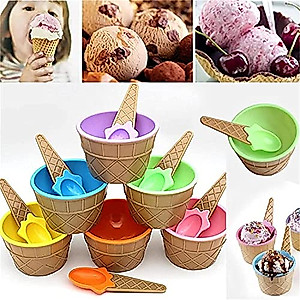 Cartoon Candy Color Ice cream bowl with spoon- ice cream bowls for kids set candy colored cute dessert bowls for summer holiday parties, gifts for children ice cream cups