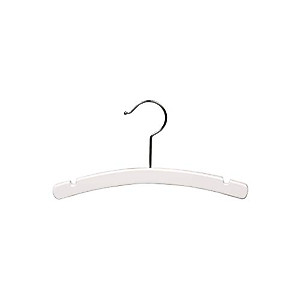 White Kids Top Hanger with Notches, Box of 50 Arched 12 Inch Wooden Hangers with Rounded Shoulders and Chrome Swivel Hook by The Great American Hanger Company