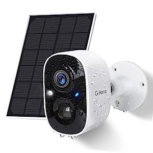 G-Homa Wireless Outdoor Camera with Solar Panel, WiFi Surveillance & Security Camera with Color Night Vision/2-Way Audio/1080P/PIR Motion/Siren/Intelligent AI/Waterproof IP65