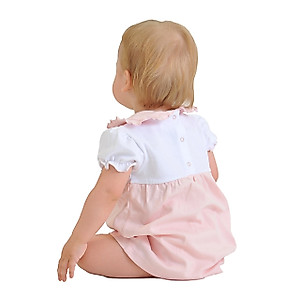 Dakomoda Baby Girls' 100% Organic Pima Cotton Dress - Pink Smocked Easter Dress Diaper Cover 9-12