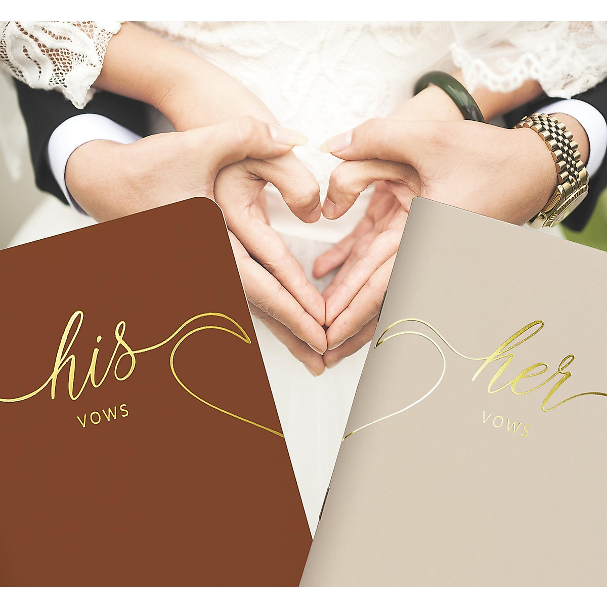 LSSH GmbH Wedding Vow Books,Original Vow Books His and Hers,Perfect Wedding Essentials for Your Wedding Day,28 Pages, 5.5" X 4" (Terracotta & beige)