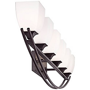 Franklin Iron Works Jenisen Arch Industrial Modern Wall Light Bronze Hardwired 62 3/4" 6-Light Fixture White Glass Shade for Bedroom Bedside Bathroom Vanity Living Room Hallway Dining House Home