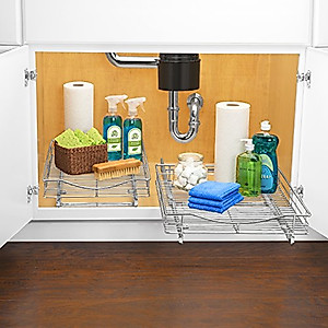 LYNK PROFESSIONAL® Pull Out Cabinet Organizer, 17" x 21" Slide Out Drawers for Kitchen Cabinets - Sliding Pull-Out Pantry Shelves – Home Shelf Organizers - Lifetime Ltd. Warranty, Chrome