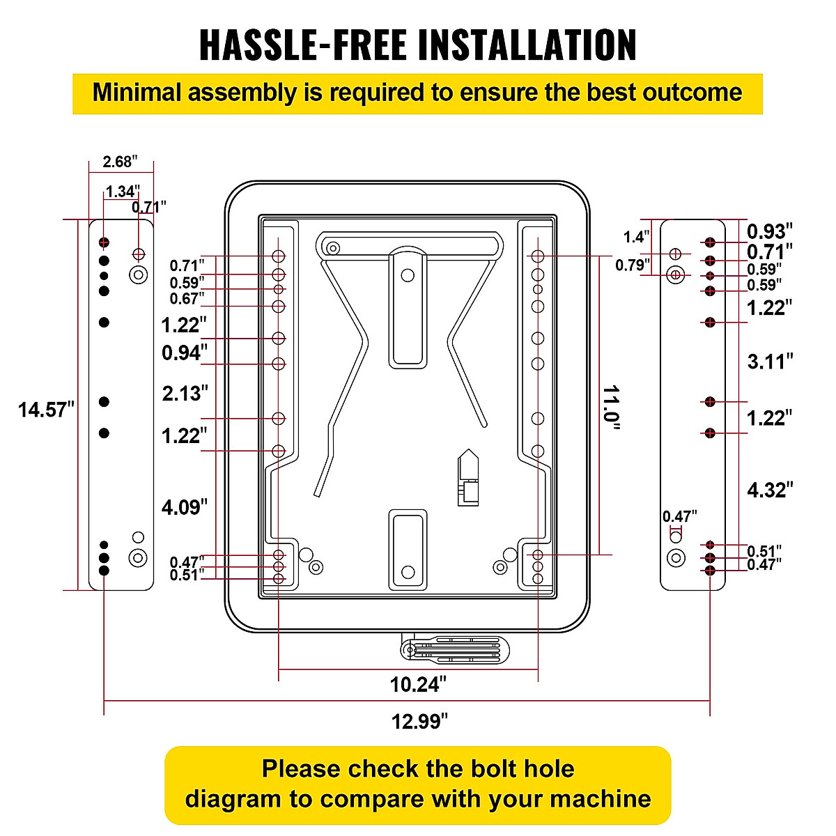 VEVOR Universal Tractor Suspension Seat, 35-170° Backrest Angle Adjustable Air Ride Seat Replacement w/Seat Belt & Safety Switch, Compatible with Forklift/Van/Mower, Black Vinyl