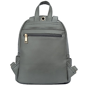 KKXIU Girls 3pcs Fashion Small Synthetic Leather Backpack Purse Cute Mini Bookbag for Women and Teens (Grey)