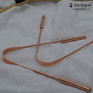 The Legend Pack of 3 Ayurveda Heavenly Copper Tongue Cleaner or Scraper | Metal Tongue Scraper and Handmade (Pack of 3 Thick Handle)
