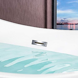 WOODBRIDGE 59" Acrylic Freestanding Bathtub Contemporary Soaking White Tub with Chrome Overflow and Drain，B0016 -C-Drain &O