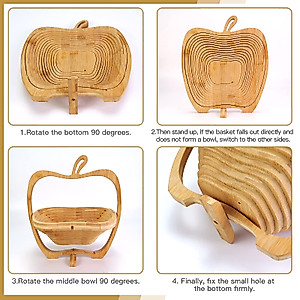 MYOSOTIS Foldable Fruit Basket Gift Snack Box Apple shape fruit bowl holder and Dried fruit basket For Halloween Holiday Party Christmas Decoration (Apple02)