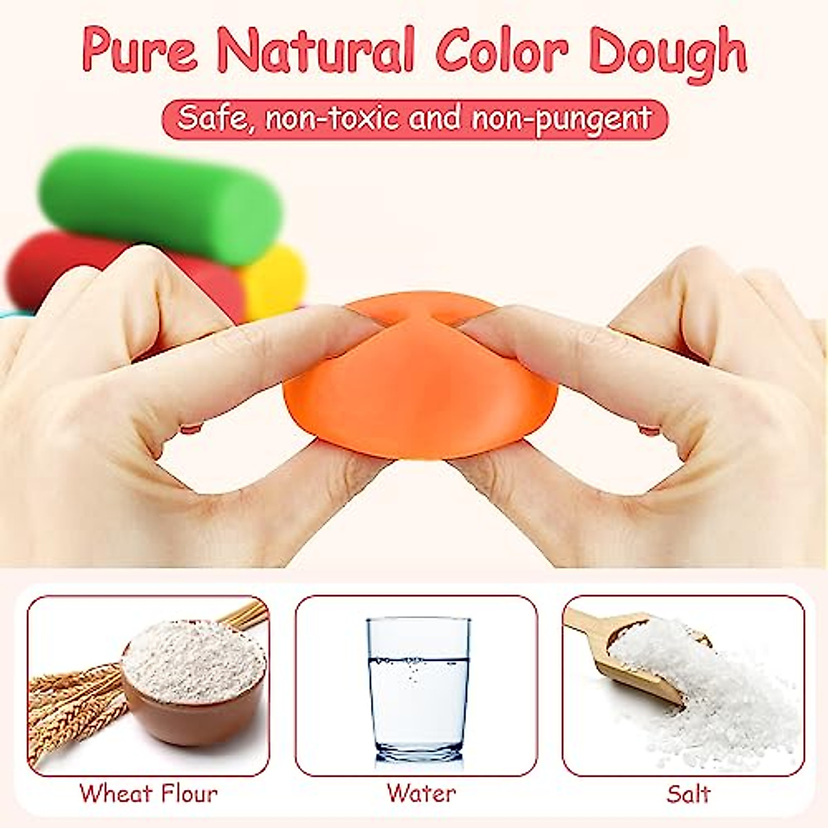 Play Dough Set Tools 28PCS Play Kitchen Creations Playdough Toys Noodle and Ice Cream Maker Playdough Sets for Kids Toddlers Ages 4-8 Girls Boys Birthday Holiday Gift (12PCS Dough Included)