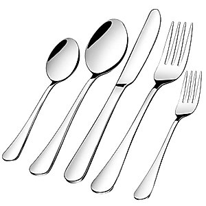 40 Piece Silverware Set, Premium Silverware Cutlery Set Stainless Steel Flatware Sets Service for 8, Spoons Forks Knifes Utensils Tableware Sets for Home, Dishwasher Safe