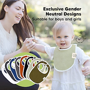 8-Pack Organic Baby Bibs for Boys, Girls - Soft Cotton Drooling and Teething Bibs for Baby Girl & Boy, Extra Absorbent, Easy to Clean & Put On for Toddler, Newborn, Infant 0-24 Months (Basics)