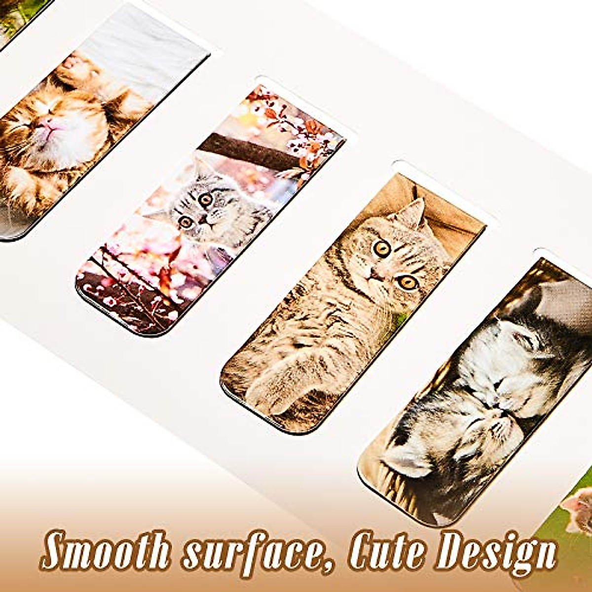 12 Pieces Magnetic Bookmarks Cats Magnet Page Markers Assorted Book Markers Set for Students Reading