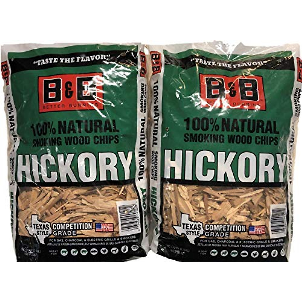 B&B Hickory Wood Smoking Chips - 100% Natural, Competition Grade Bundle - Pack of 2