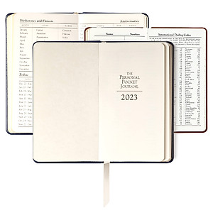 2023 Pocket Datebook Planner Journal, Genuine Leather, Bound in the USA, 5", Traditional Red