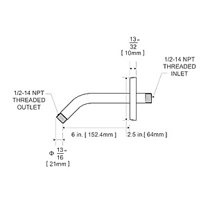 OFFO Shower Arm with Flange 6 Inches Wall Mount Replacement Angle Shower Head Arm Wall-Mounted For Fixed Shower Head & Handheld Showerhead Matte Black