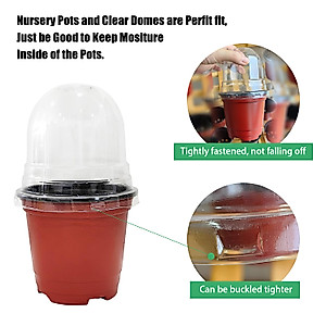 RooTrimmer Plant Nursery Pots with Humidity Domes, 25 Sets 4 Inch Soft Nursery Pots Quality Ones (25 Red Pots + 25 Clear Lids), Seeds Starter Pots Small Planter Containers