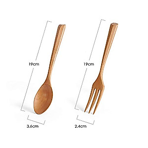 round Table Centerpieces Wooden Fork Natural Reusable Flatware Spoon Color Set Portable Tableware Solid Kitchen，Dining & Bar Dinner Table Set for 4 Tall