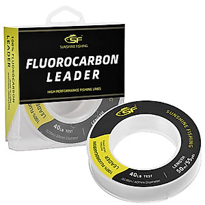 SF 100% Pure Fluorocarbon leader material Fishing Line Virtually Invisible Shock Resistant Increased Sensitivity Sink Fast Clear for Saltwater Freshwater 50yd 15LB