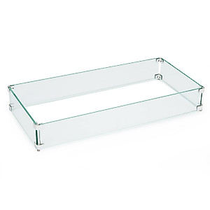 GYUTEI Fire Pit Wind Guard, 33"x 15"x 5" Fire Pit Glass Wind Guard 0.39 Inch Clear Tempered Glass Flame Shield with Hard Aluminum Corner Bracket for Rectangular Outdoor Fire Pit