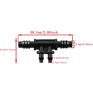 RLECS 6pcs 3/8 Inch to 1/4 Inch Greenhouse Drip Irrigation Water 4 Way Splitter for 4 mm Drip Hose Gardening Water Irrigation Fittings, Black