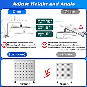 AMORIX Filtered Shower Head 12" Rain Shower Heads with Handheld Spray Combo 10 Settings Built-in 2 Power Wash, Dual Filter for Hard Water Rainfall Showerhead +12" Shower Extension Arm, 79" Shower Hose